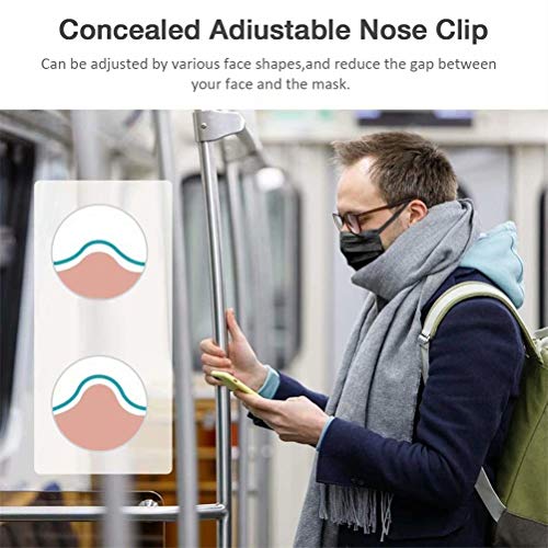 100 Pcs Black Disposable Face Masks - Adults Protective Masks, 3 Ply Breathable Non-Woven Face Mask