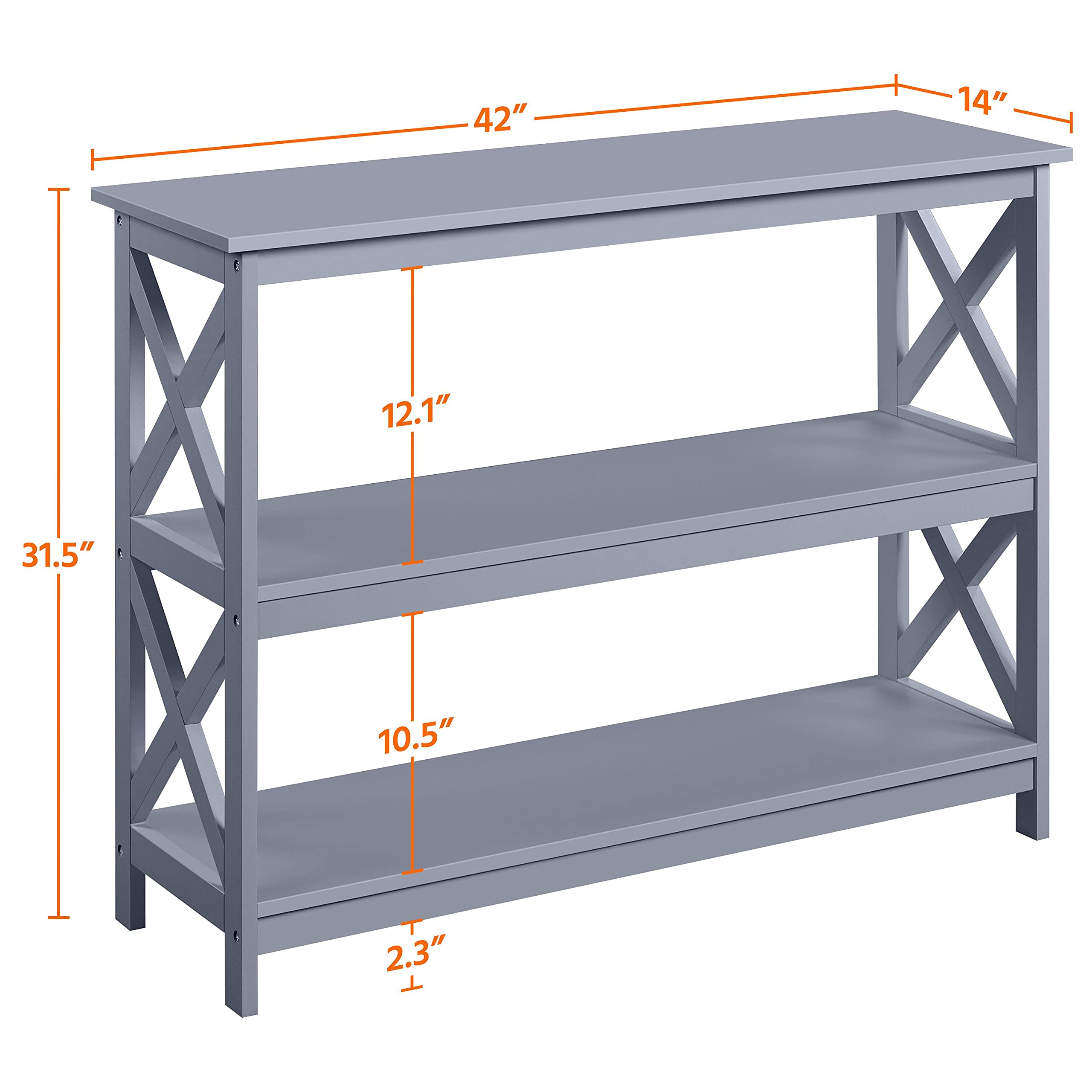 Yaheetech Television Stands & Entertainment Centers with 3 Tier Storage Shelf TV Stand for Living Room, Gray