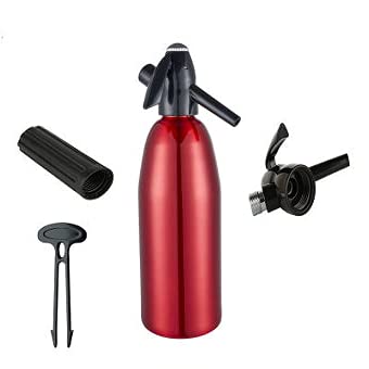 QuickWhip Soda Siphon Aluminum 1 liter, For Creating Sparkling Water, Seltzer Water Maker, Soda Maker, Water Dispenser, Soda Dispenser, Carbonated Water, Uses Standard for 8 gram Co2 Cartridges