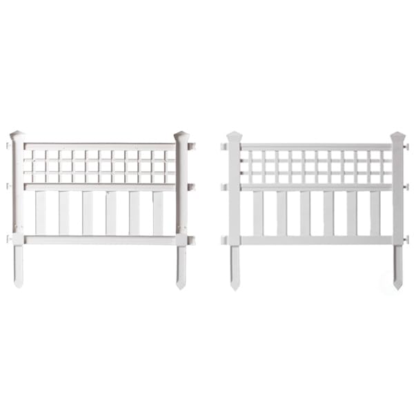Gardenised Plastic Outdoor Decor Garden Flower Edger Fence, Border, Set of 4 Panels, White