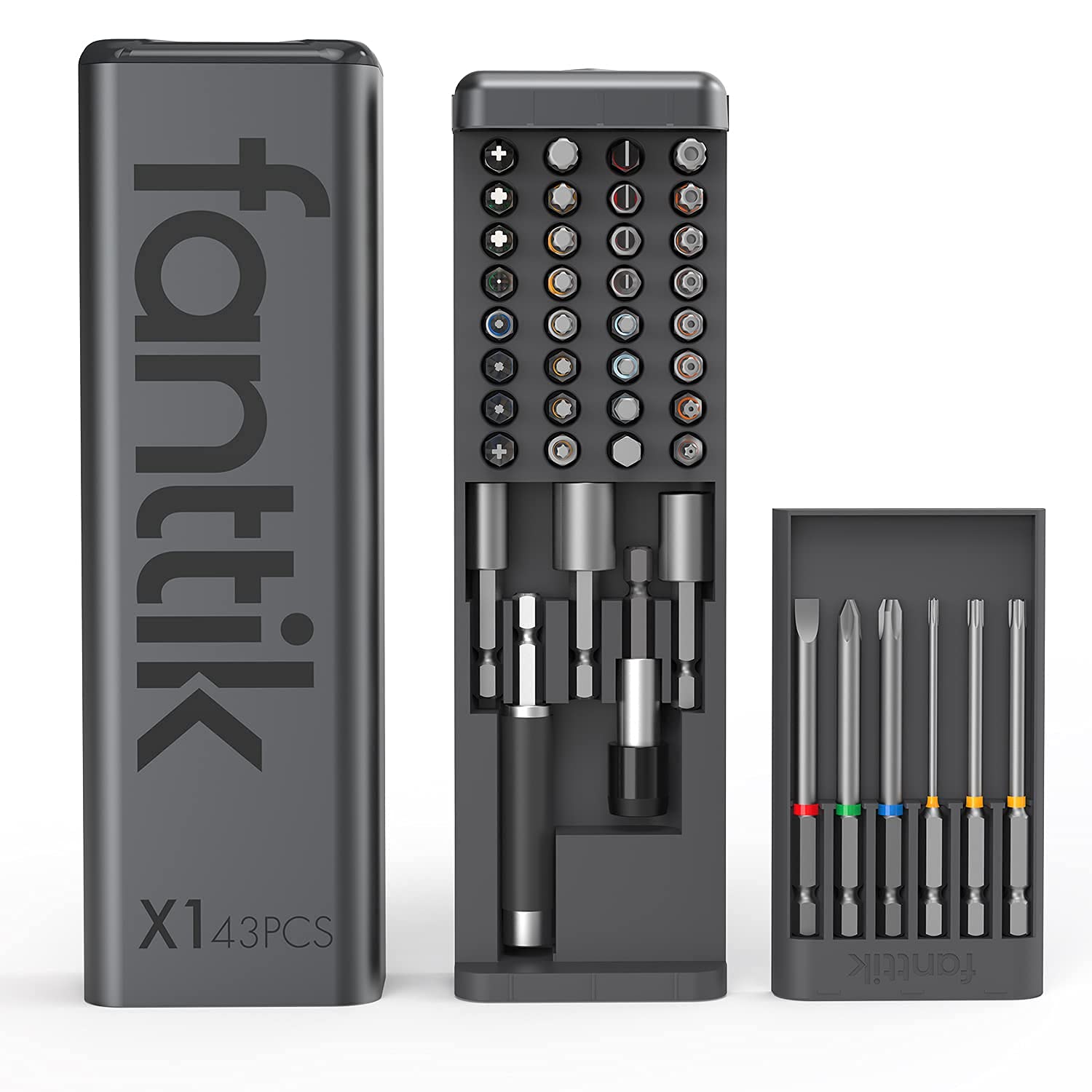 Fanttik Cordless Screwdriver Kit (NEX L1 Pro Blue), 14pcs, Digital Screen, Li-ion 2000mAh 6 Gears 0.5-6 Nm Rechargeable Electric Screwdriver Set 3.6V with USB Cable, Front LED, and Accessories Kits