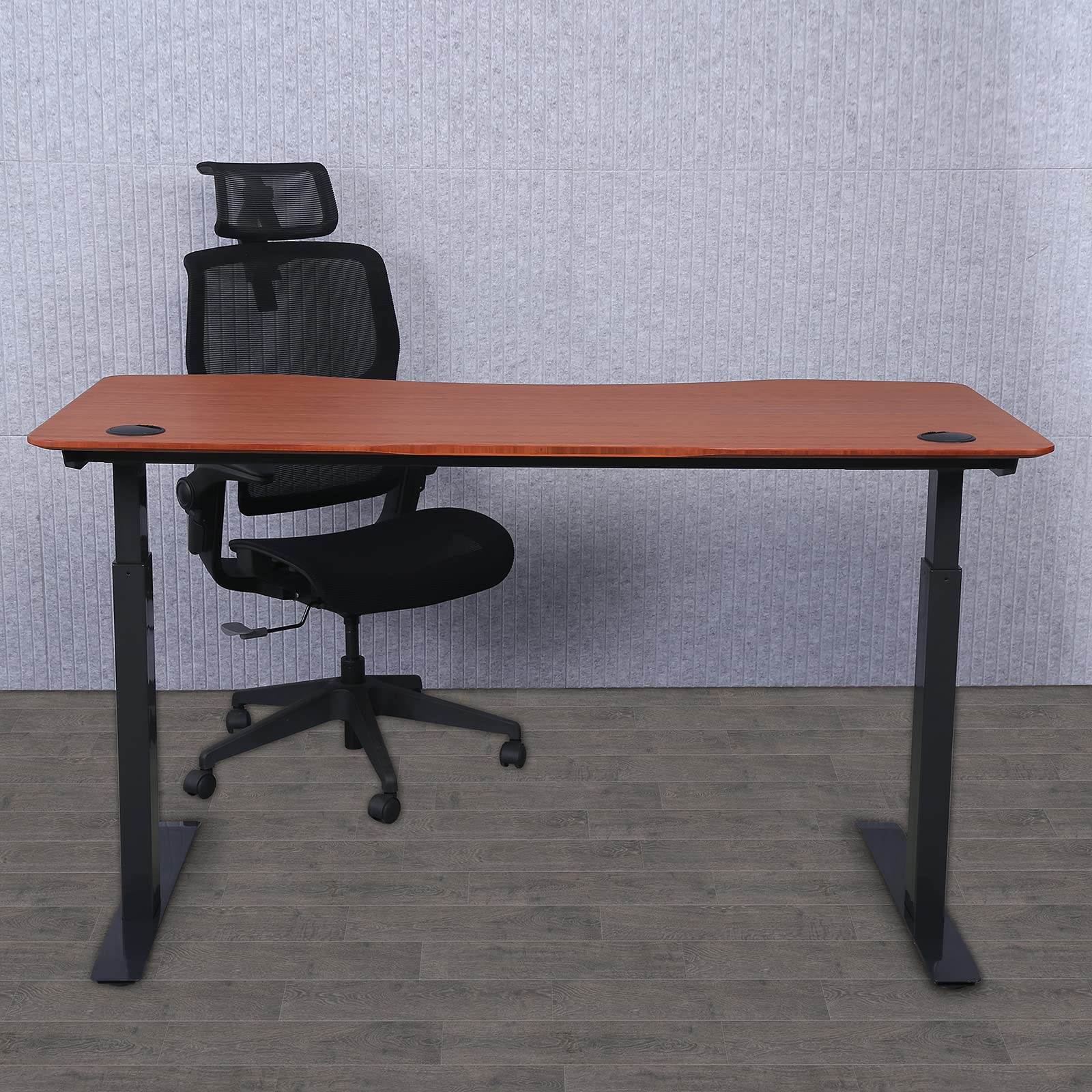 ApexDesk Elite Pro Series 60" x 27" Electric Height Adjustable Stand up Desk, Sit Stand Home Office Desk, Computer Desk - Curved Bamboo