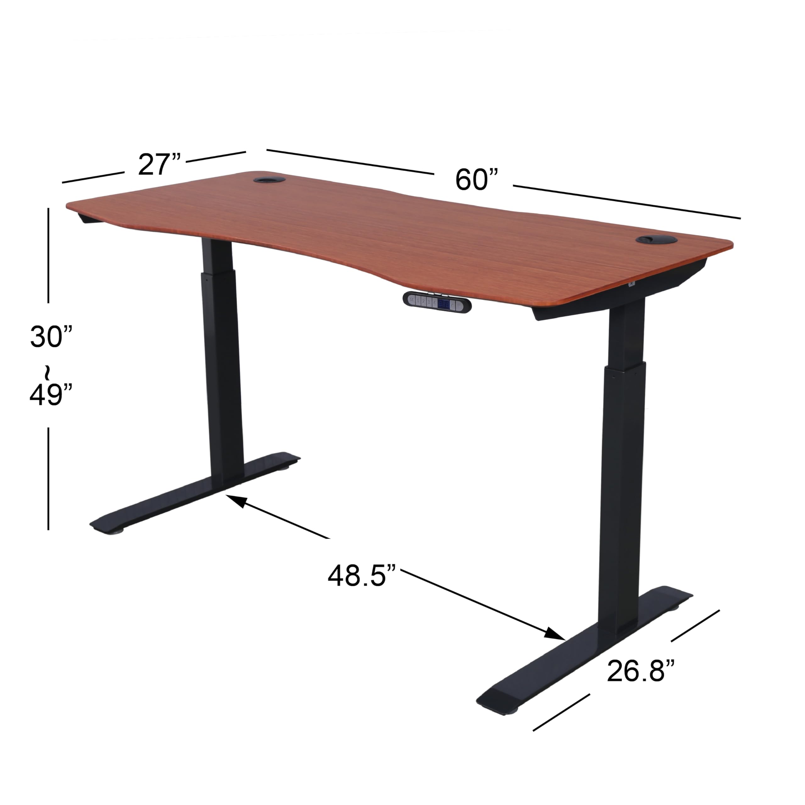 ApexDesk Elite Pro Series 60" x 27" Electric Height Adjustable Stand up Desk, Sit Stand Home Office Desk, Computer Desk - Curved Bamboo
