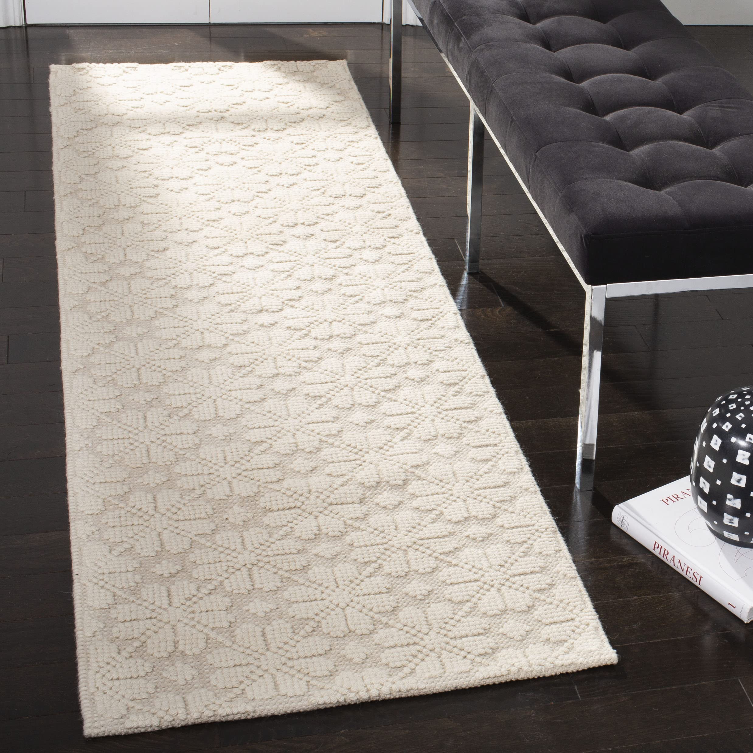 SAFAVIEH Vermont Collection Runner Rug - 2'3" x 12', Ivory, Handmade Wool, Ideal for High Traffic Areas in Living Room, Bedroom (VRM303A)