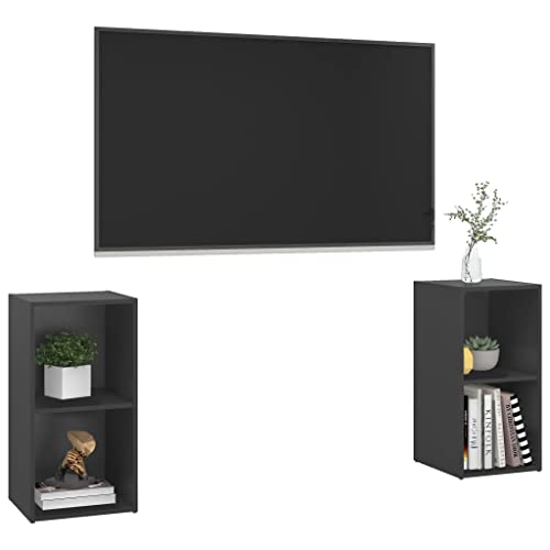 vidaXL TV Stand 2 Pcs, TV Stand for Living Room, Sideboard with Storage, TV Console Media Unit Cupboard, Modern Style, Gray Engineered Wood