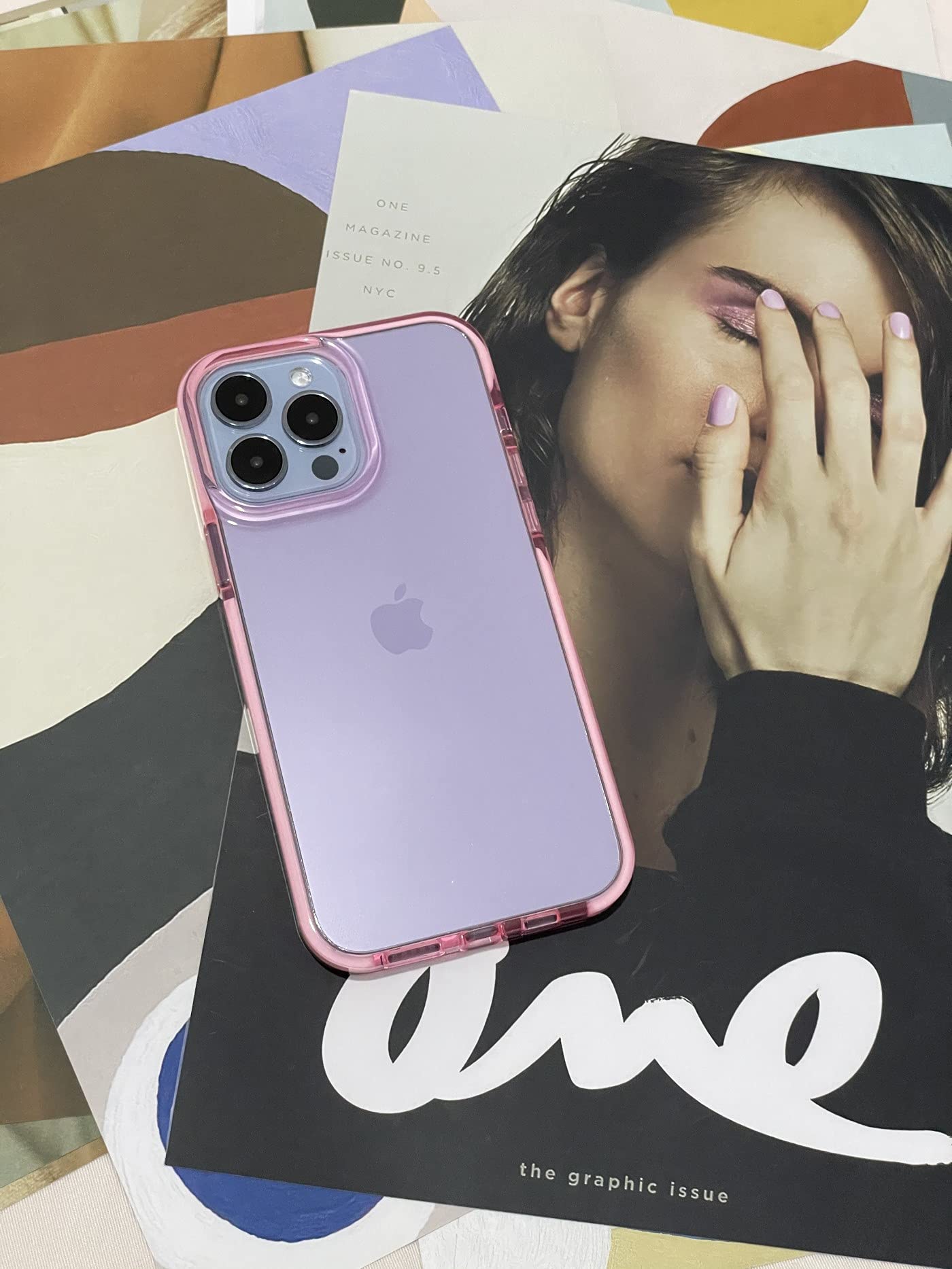 ArtsEvo Shockproof Clear Design for iPhone 13 Pro Max Case, Certified 6.6ft Drop Protection, Raised Edges Protect Camera and Screen, Pink