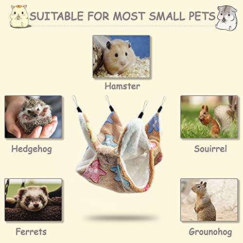 BISOZER 3 Pieces Small Pet Cage Hammock Set, Small Animals Cage Hammock Hanging Tunnel Rat House Sugar Glider Cage Accessories Set for Ferret Hamster Rat Toys Playing Sleeping (g)