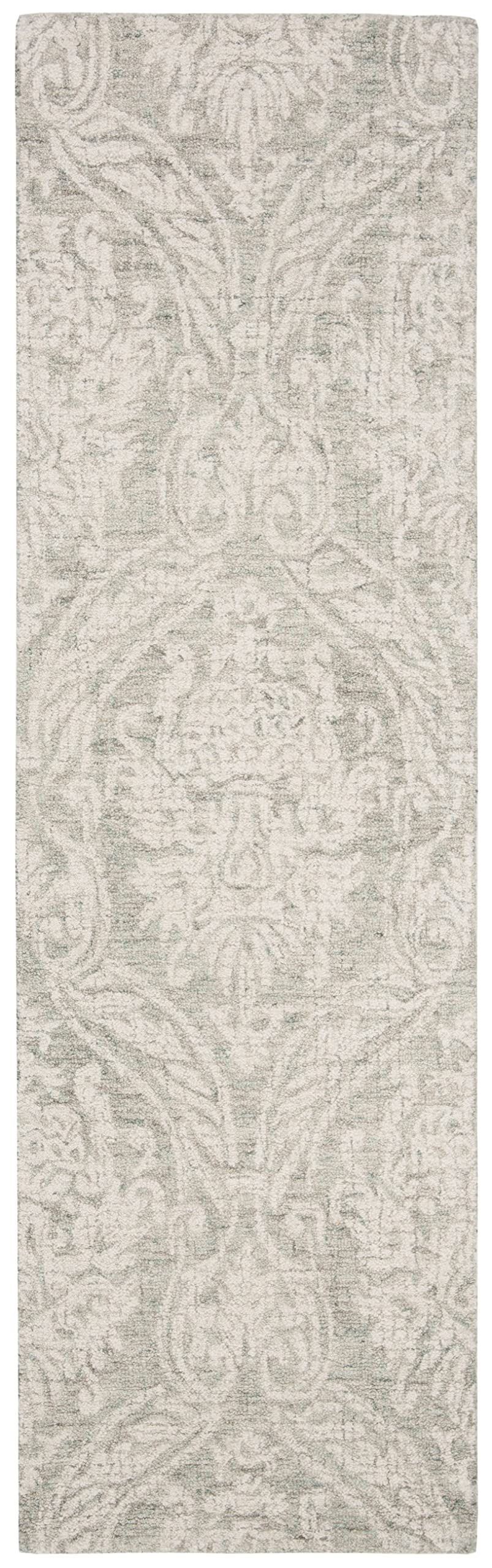 SAFAVIEH Abstract Collection Runner Rug - 2'3" x 12', Grey & Ivory, Handmade Wool, Ideal for High Traffic Areas in Living Room, Bedroom (ABT204A)