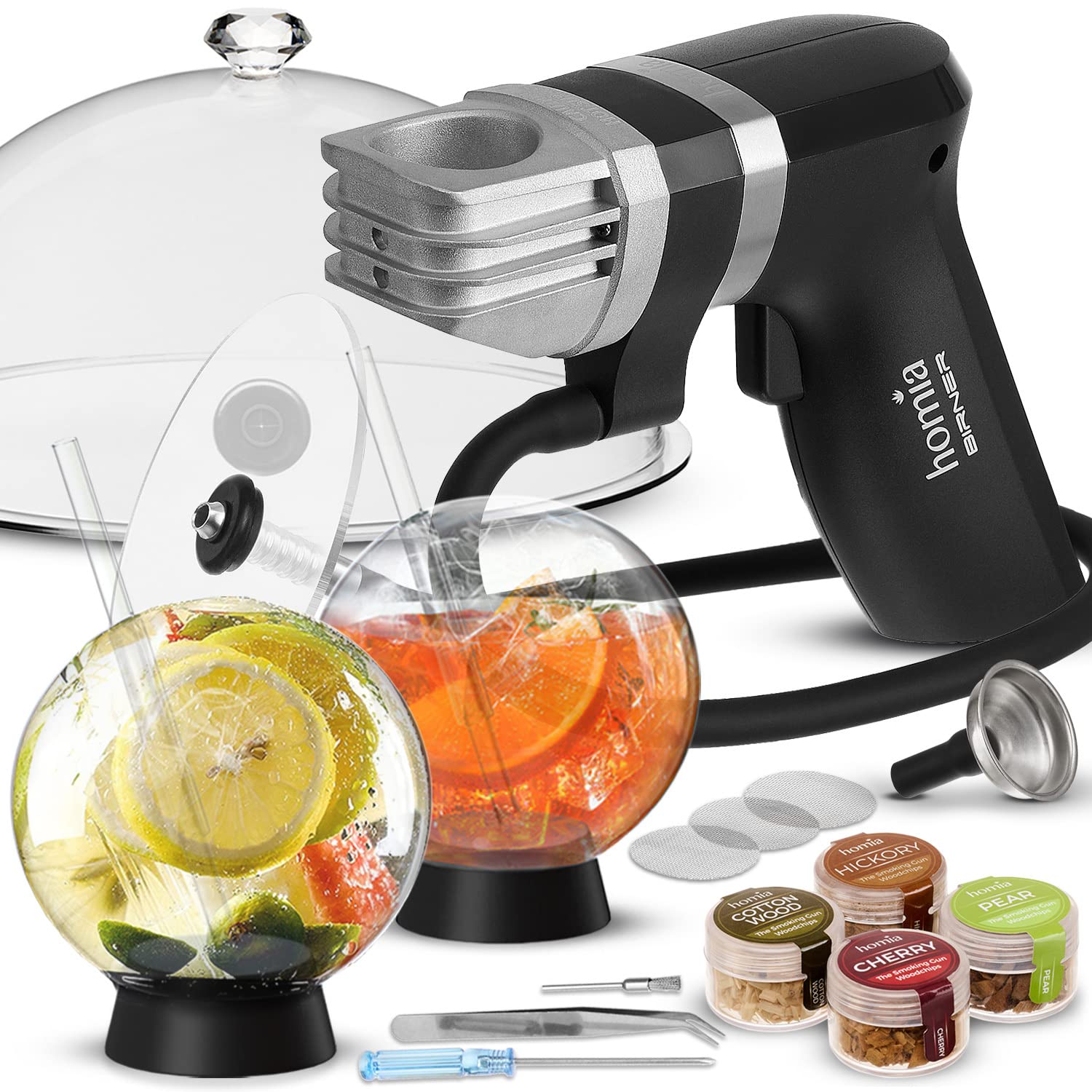 Cocktail Smoker Kit - Whiskey Smoker Kit - Smoke Infuser Birner PRO - Premium Kit, 13 PCS, with Accessories and Wood Chips - Cold Smoke for Food and Drinks - Gift for Men