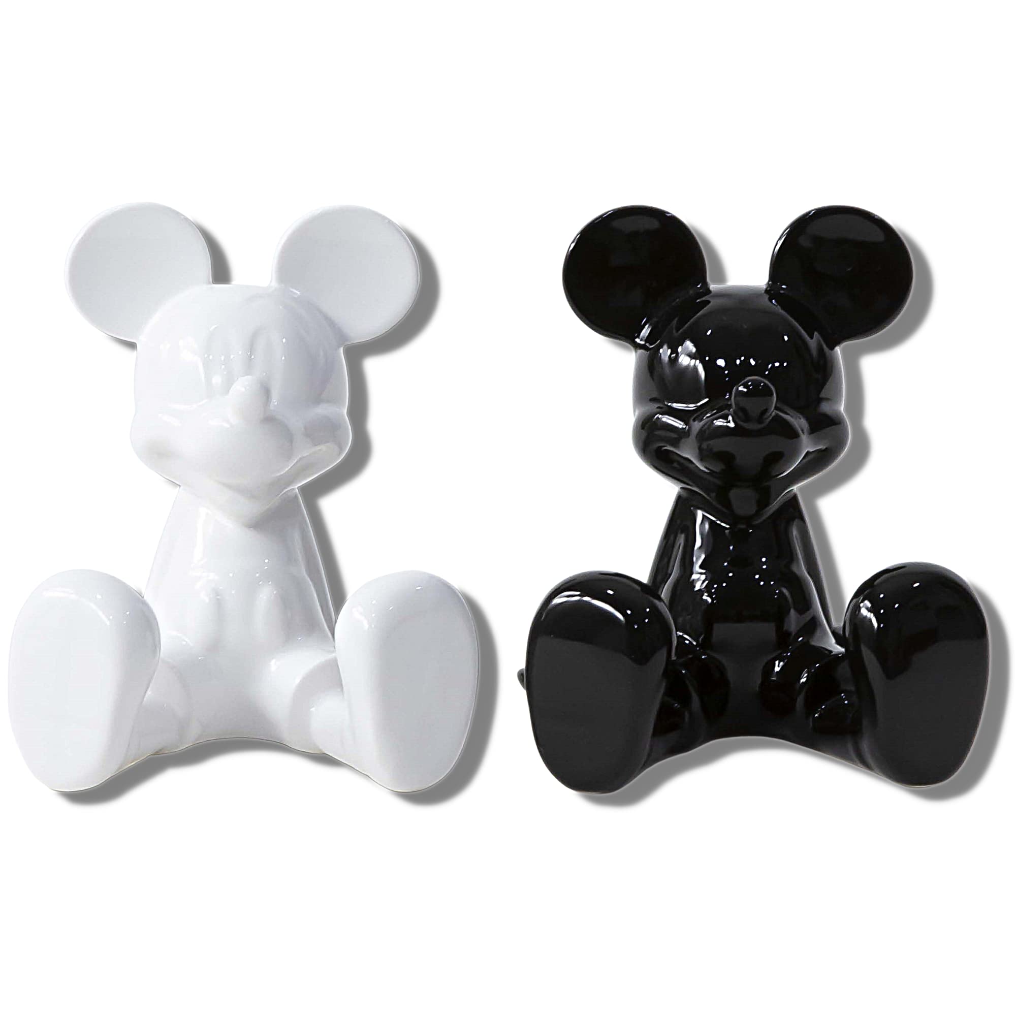 Jerry Leigh Sitting Mickey Mouse Black and White Salt and Pepper Shaker Set, Cute Disney Ceramic Shakers Kitchen Accessories and Decor, Set of 2