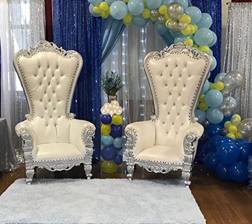 WISPET Navy Blue Sequin Backdrop Curtains 2 Panels 2FTx8FT Glitter Navy Blue Drapes Photo Backdrop Party Wedding Baby Shower Backdrops Sparkle Photography Background Curtains