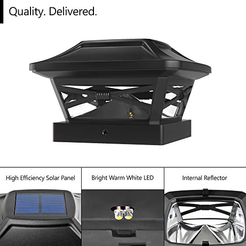 Davinci Lighting Renaissance Solar Outdoor Post Cap Lights - Includes Bases for 4x4 5x5 6x6 Posts - Bright LED Light - Slate Black (8 Pack)