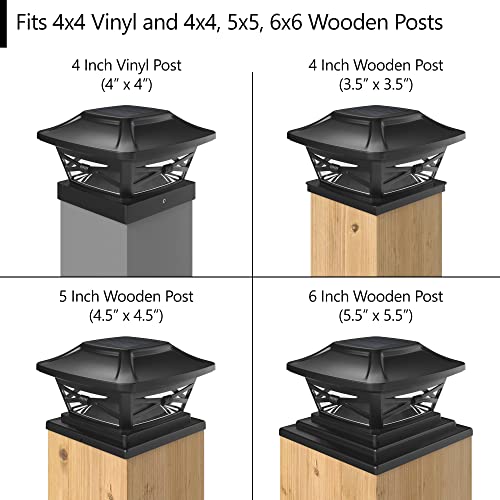 Davinci Lighting Renaissance Solar Outdoor Post Cap Lights - Includes Bases for 4x4 5x5 6x6 Posts - Bright LED Light - Slate Black (8 Pack)