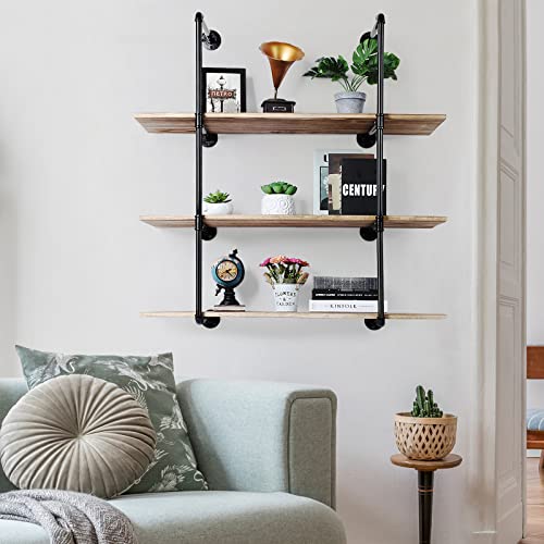LIANTRAL Industrial Shelves Wall Mount Iron Pipe Shelving Bracket for Garage Storage Home Decor