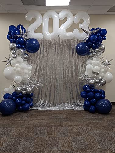 WISPET Silver Sequin Backdrop Curtains 2 Panels 2FTx8FT Glitter Drapes Backdrop Wedding Photo Backdrop Glitter Birthday Bridal Party Curtains Sparkle Background Party Decor Curtains