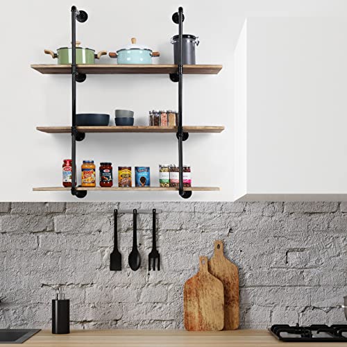 LIANTRAL Industrial Shelves Wall Mount Iron Pipe Shelving Bracket for Garage Storage Home Decor
