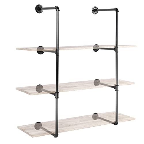 LIANTRAL Industrial Shelves Wall Mount Iron Pipe Shelving Bracket for Garage Storage Home Decor