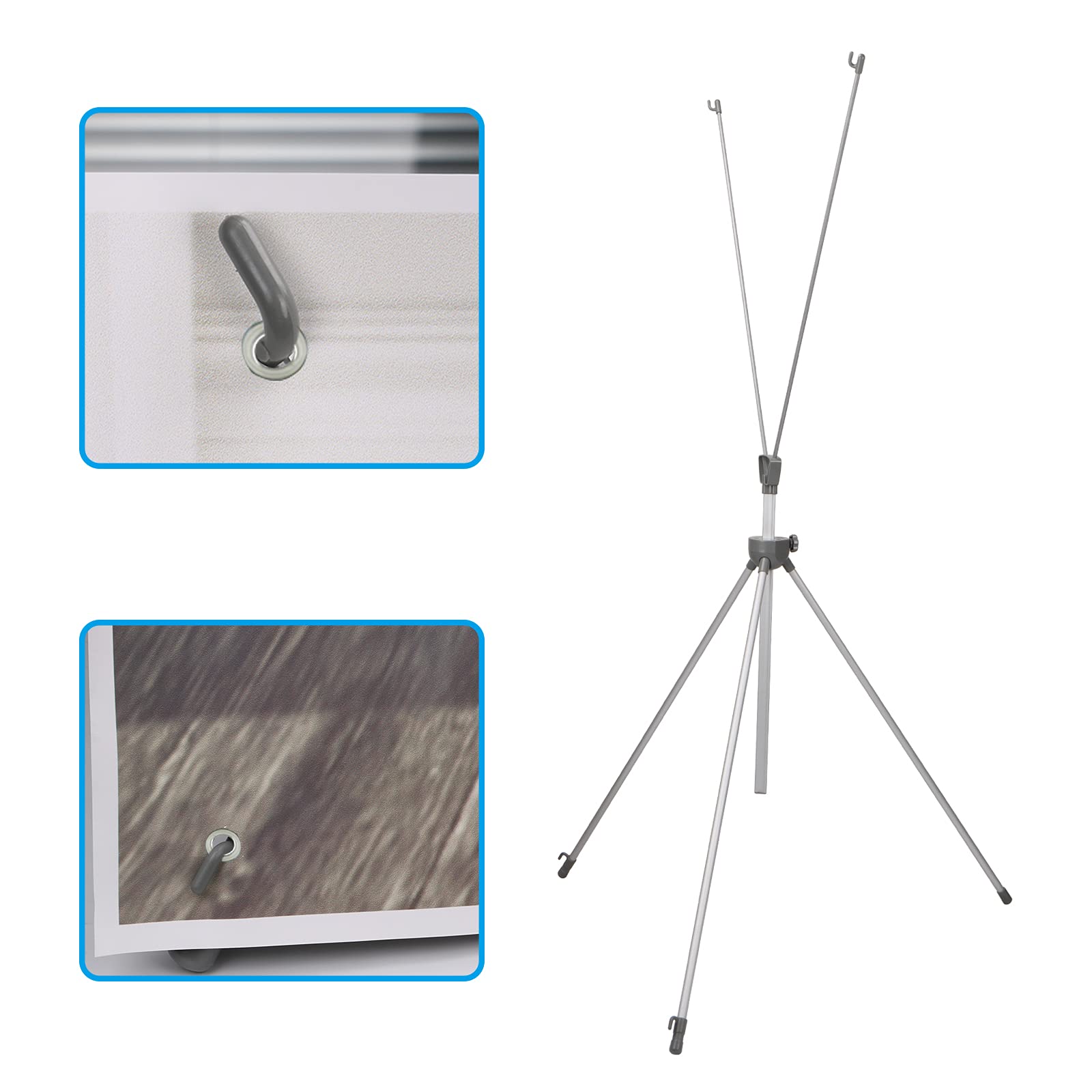 Adjustable Reinforced X Banner Stand, Fit Banner Size 23 x 63 to 32 x 78 Inches with Travel Bag