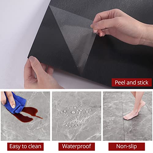 WESTICK Vinyl Flooring Peel and Stick Floor Tile Thick Solid Marble Texture Grey Removable Backsplash Tile Self Adhesive Waterproof Tile Stickers for Kitchen Bedroom Bathroom Living Room 10 PCS 12x12