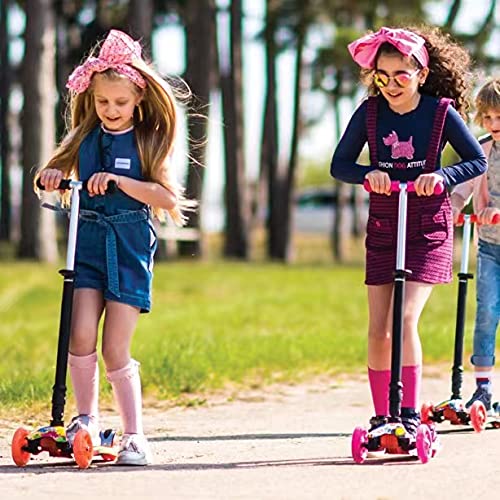 Scooters for Kids 3 Wheel Kick Scooter for Toddlers Girls & Boys, 4 Adjustable Height, Lean to Steer, Extra-Wide Deck, Light Up Wheels for Children from 3 to 14 Years Old (Pop Graffiti 2)