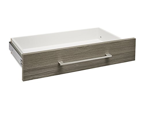 ClosetMaid SuiteSymphony Wood Closet Drawer, Add On Accessory, Modern Style, For Storage, Closet, Clothes, 25” x 5” Size for 25 in. Units, Natural Gray/Satin Nickel