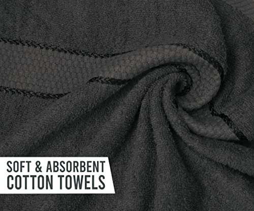 Fluffyn 100% Cotton Fancy Bath Sheets - Towels for Bathroom - Eco-Friendly, Super Soft, Highly Absorbent Bath Towels - Oeko-Tex Certified - 34" x 66" Inches (Grey, Bath Sheets Set of 2)