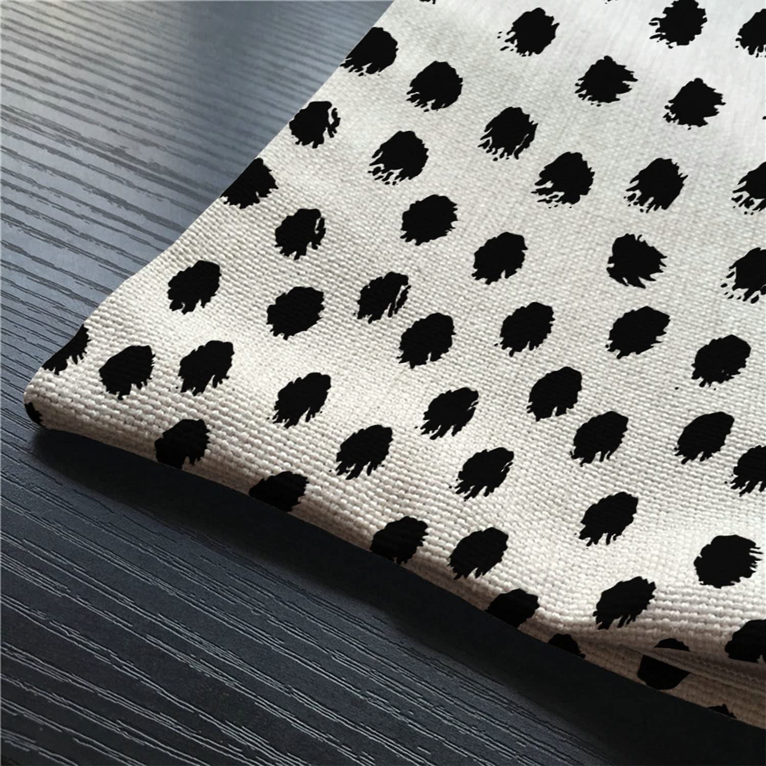 Smooffly Polka Dots Decorative Throw Pillow Cover Case,Brush Strokes Dots Cotton Linen Outdoor Pillow Cases Oblong Rectangle Cushion Covers for Sofa Couch Bed Car 12x20 inch Black