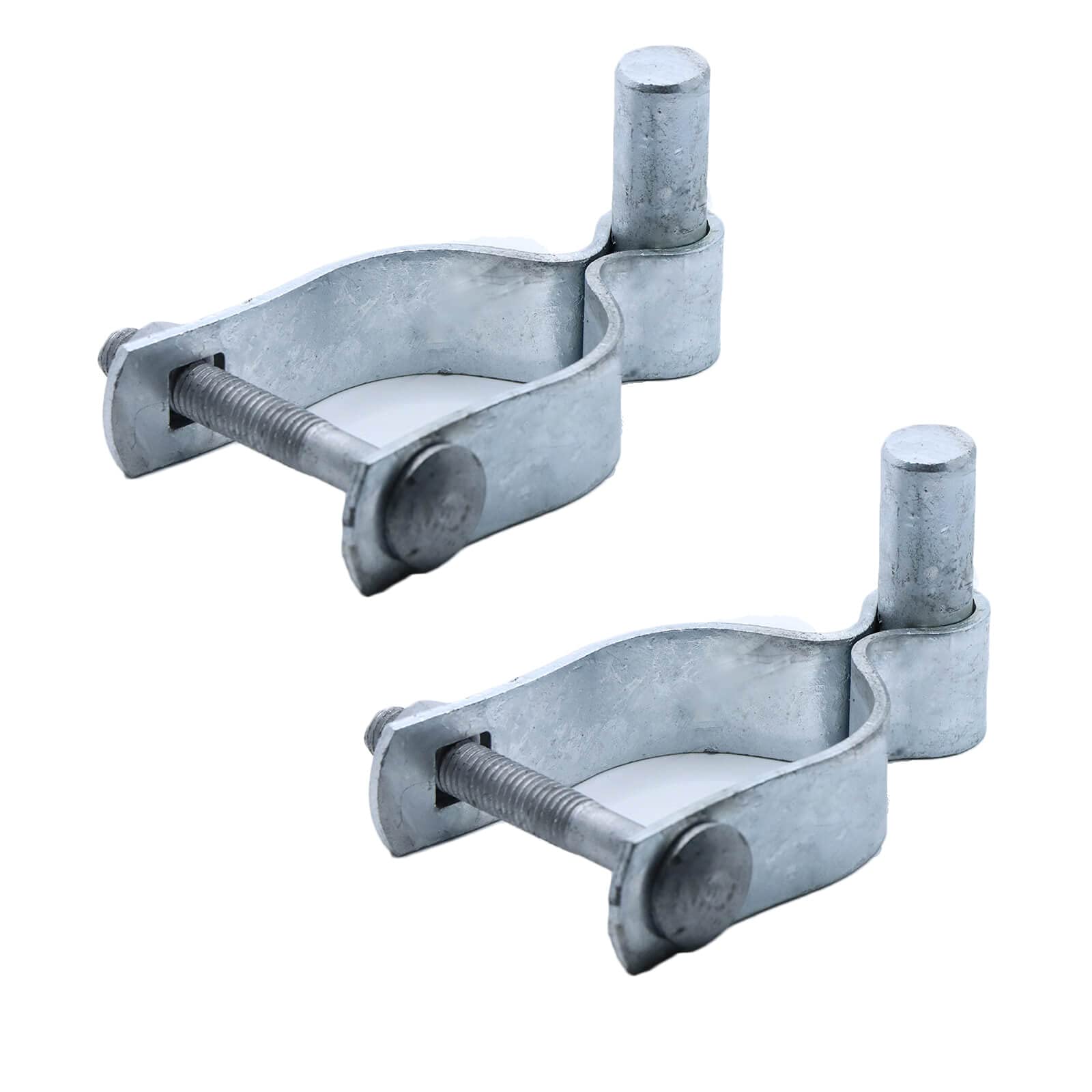 1-5/8" 2 Pack Chain Link Fence Frame Gate Post Hinge/Galvanized Steel Zinc Plated Pipe Gate Hinge for Post/Pipe, Nut/Bolt Included for Hinge (1-5/8 Inch)