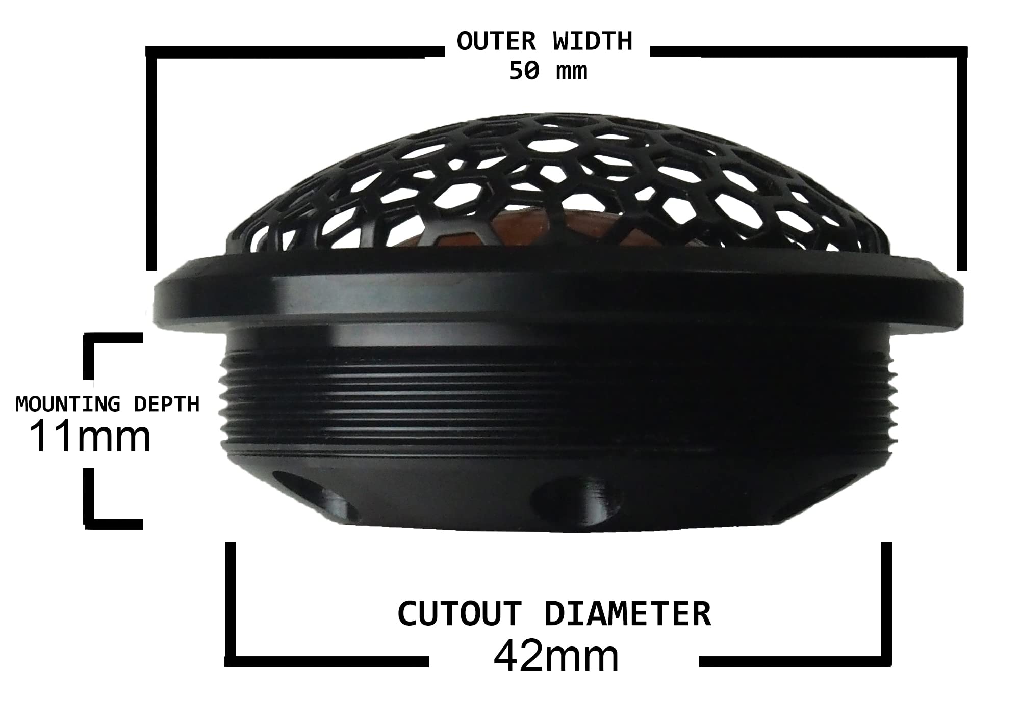 BZRK Audio RS-T150 1 Inch Dome Tweeters for Car -150 watts Each- Aluminum/Neodymium - Flush Mount Only Black/Copper