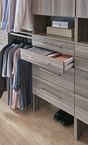 ClosetMaid SuiteSymphony Wood Closet Drawer, Add On Accessory, Modern Style, For Storage, Closet, Clothes, 25” x 5” Size for 25 in. Units, Natural Gray/Satin Nickel