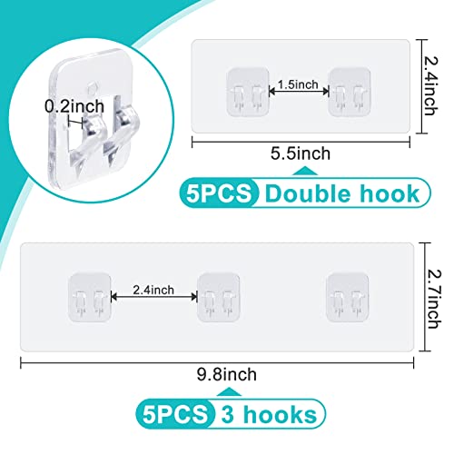 NEWJINXIN 10 Packs Shower Caddy Adhesive Hooks Replacement Transparent Sticker Hook, Strong Sticker Hooks for Kitchen,Bathroom Shower Caddy,No Drilling Bath Toilet Kitchen Organizer Accessories