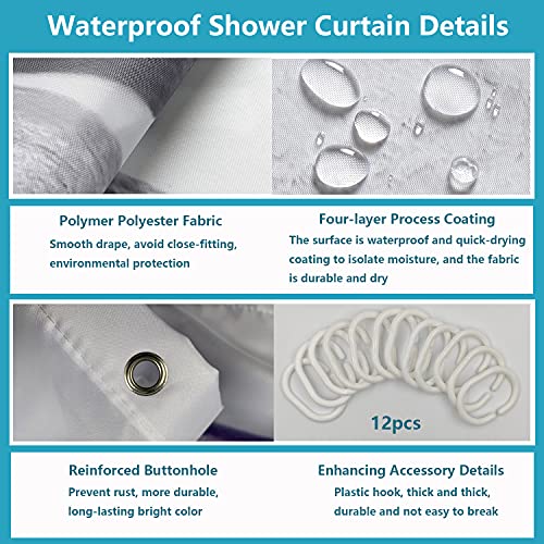 Universe Outer Space Theme 4 Pcs Toilet Lid Cover Bath Mat, Starry Galaxy Shower Curtain Set with Rugs, Flower Shower Curtain with 12 Hooks, Shower Curtain for Bathroom (Starry Sky)