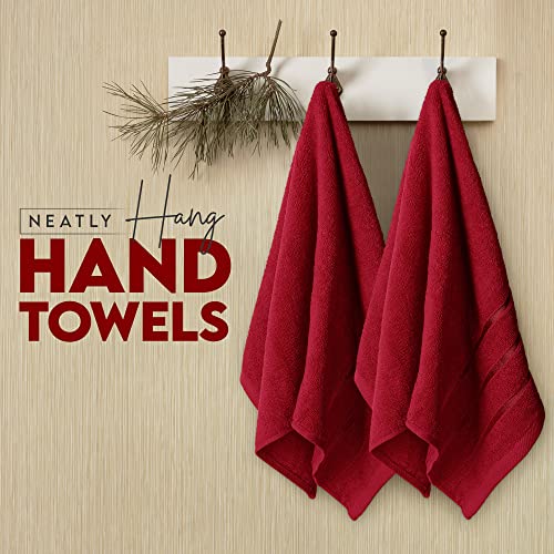 Utopia Towels - 6 Pack Viscose Hand Towels Set, (16 x 28 inches) 100% Ring Spun Cotton, Ultra Soft and Highly Absorbent 600GSM Towels for Bathroom, Gym, Shower, Hotel, and Spa (Red)
