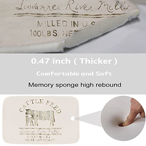 Final Friday Farmhouse Cattle Feed Cow Rustic Bathroom Sets with Shower Curtain 72Wx72H and Rugs and Accessories Decor with Bath Mat, U-Shaped Contour Velvet Washable 20 x 31 inches Ivory White