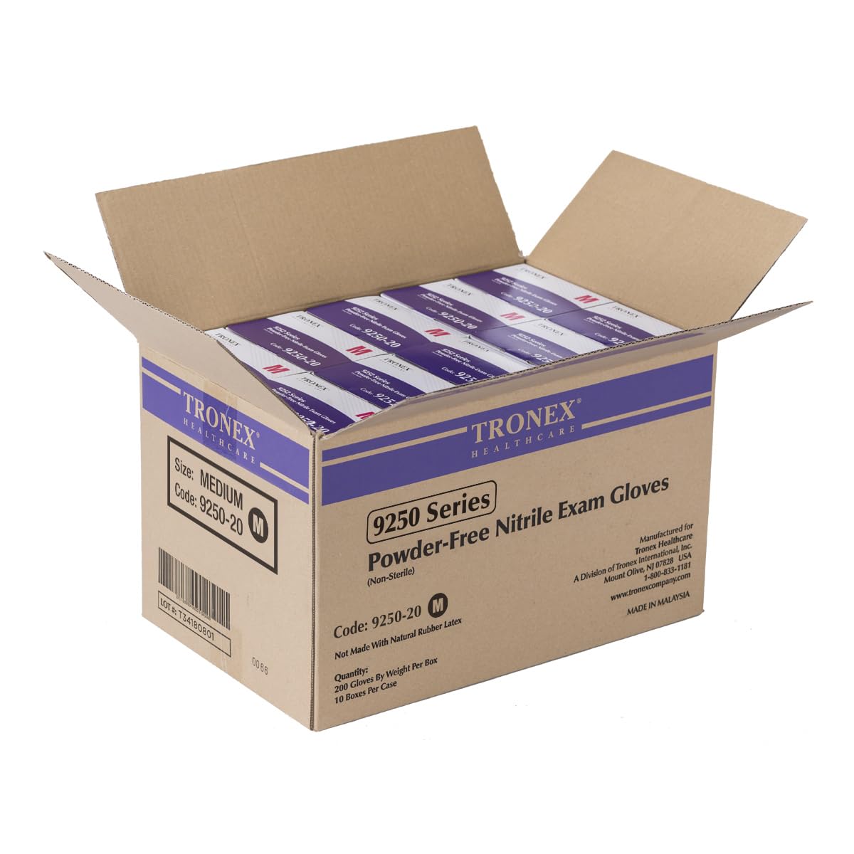 TRONEX XS - 2XL Nitrile Glove, Examination, Fingertip-Textured, Powder-Free, Blue (1000, X-Small)