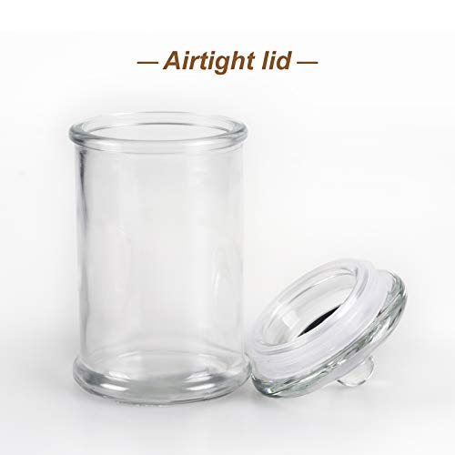 Easeen Mini Glass Apothecary Jars, Bathroom Storage Organizer Canisters for Cotton Swabs, Cotton Balls, Makeup Sponges, Bath Salts, Hair Ties, Makeup - Set of 3