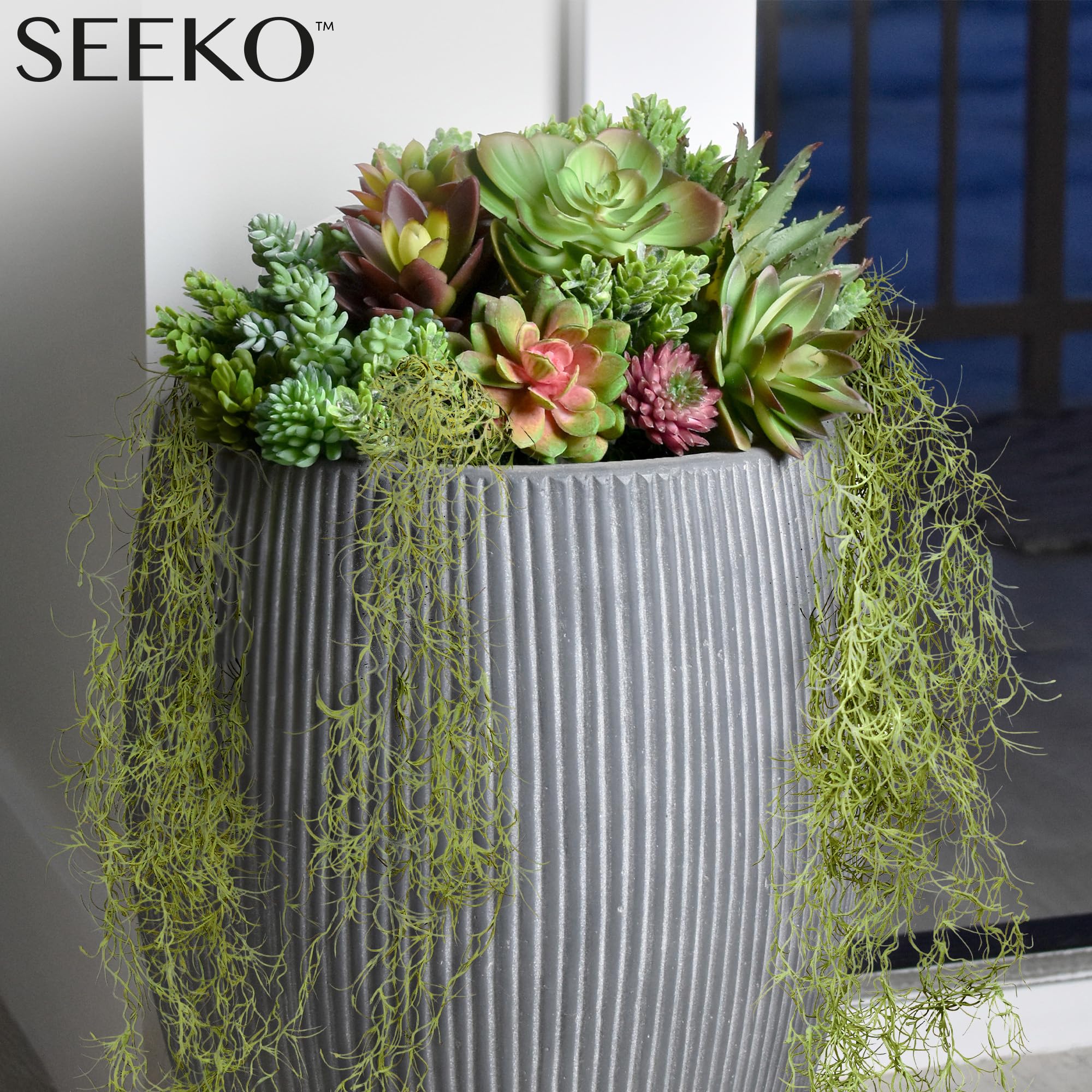 SEEKO Succulents Extra Large Spanish Moss (6pck, 6oz, 33" Long) - Fake Moss for Crafts