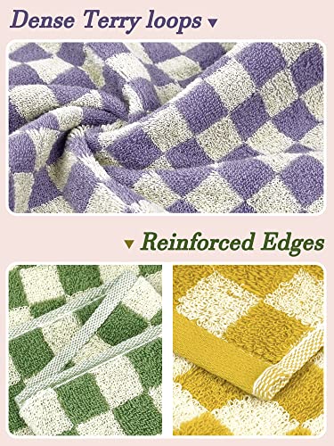 Jacquotha Hand Towel Set of 8 Bundle, Checkered and Checkered Floral Hand Towels for Daily Use