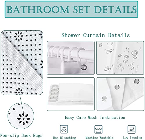 Funny Black Bear Shower Curtain Set,Bathroom Sets with Shower Curtain and Rugs,Bathroom Decor Shower Curtain Sets- 70.86" x 70.86" Shower Curtain,12 Hooks,Non-Slip Bath Mat,Contour Mat