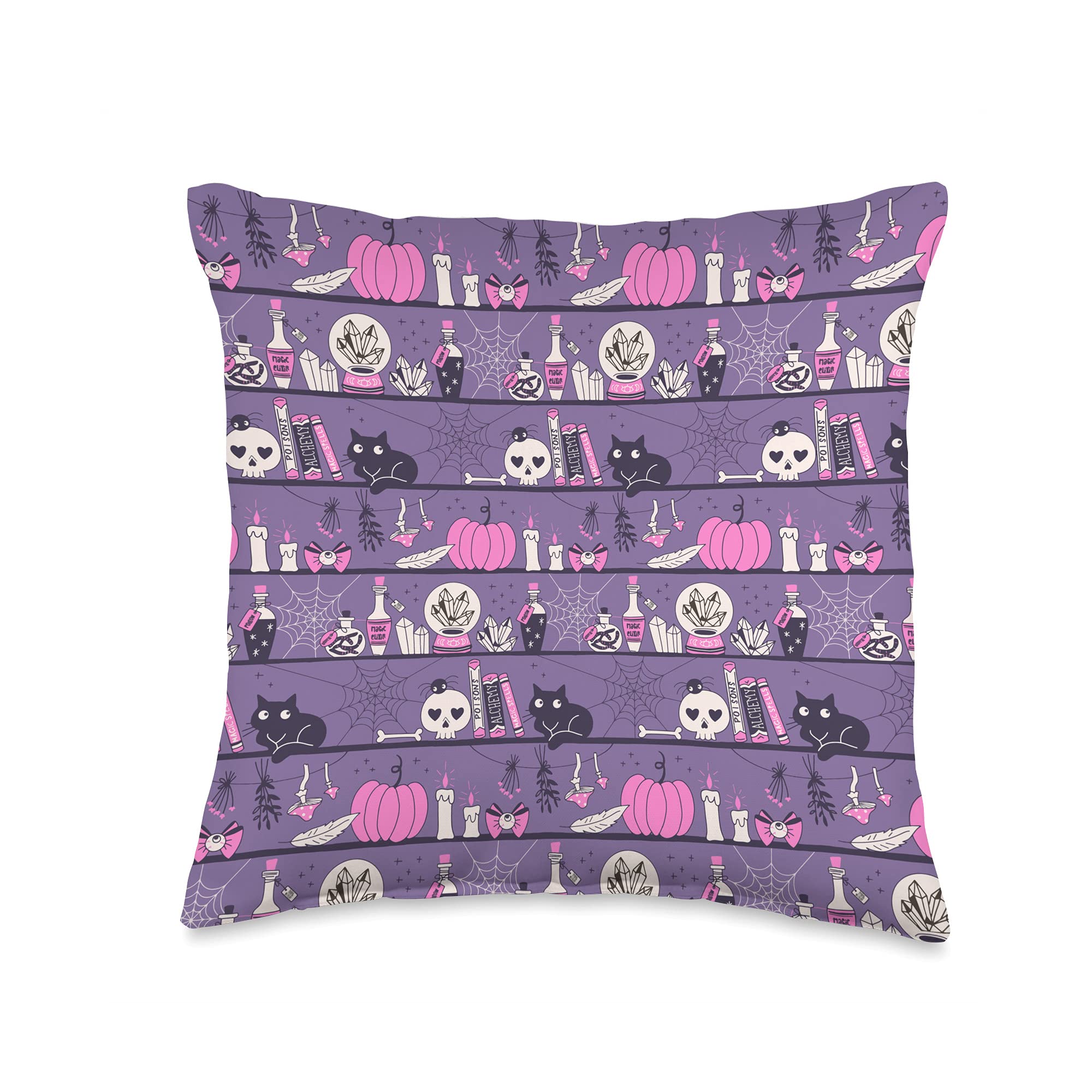 Spiritual Moon Gothic Horror Fan Gifts Vintage Witchy Magical Witch Tool Box Cute Halloween Purple Throw Pillow, 16x16, Multicolor