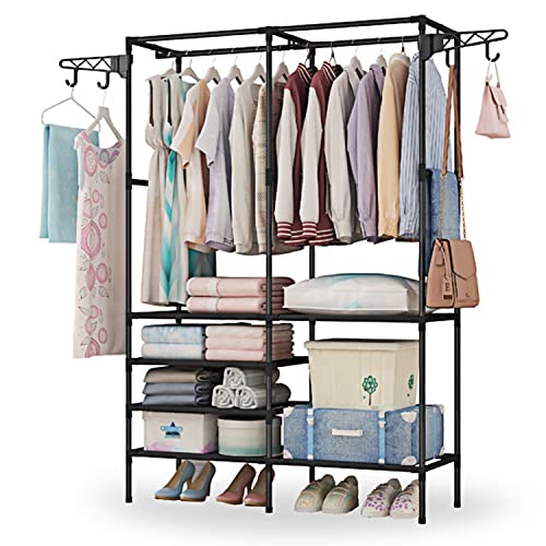 iMounTEK Freestanding Multifunctional Wardrobe Clothing Racks Garment Shelf Clothing Shelf Shoe Clothing Organizer Shelves for Hanging Clothes 6 Tier for Bedroom