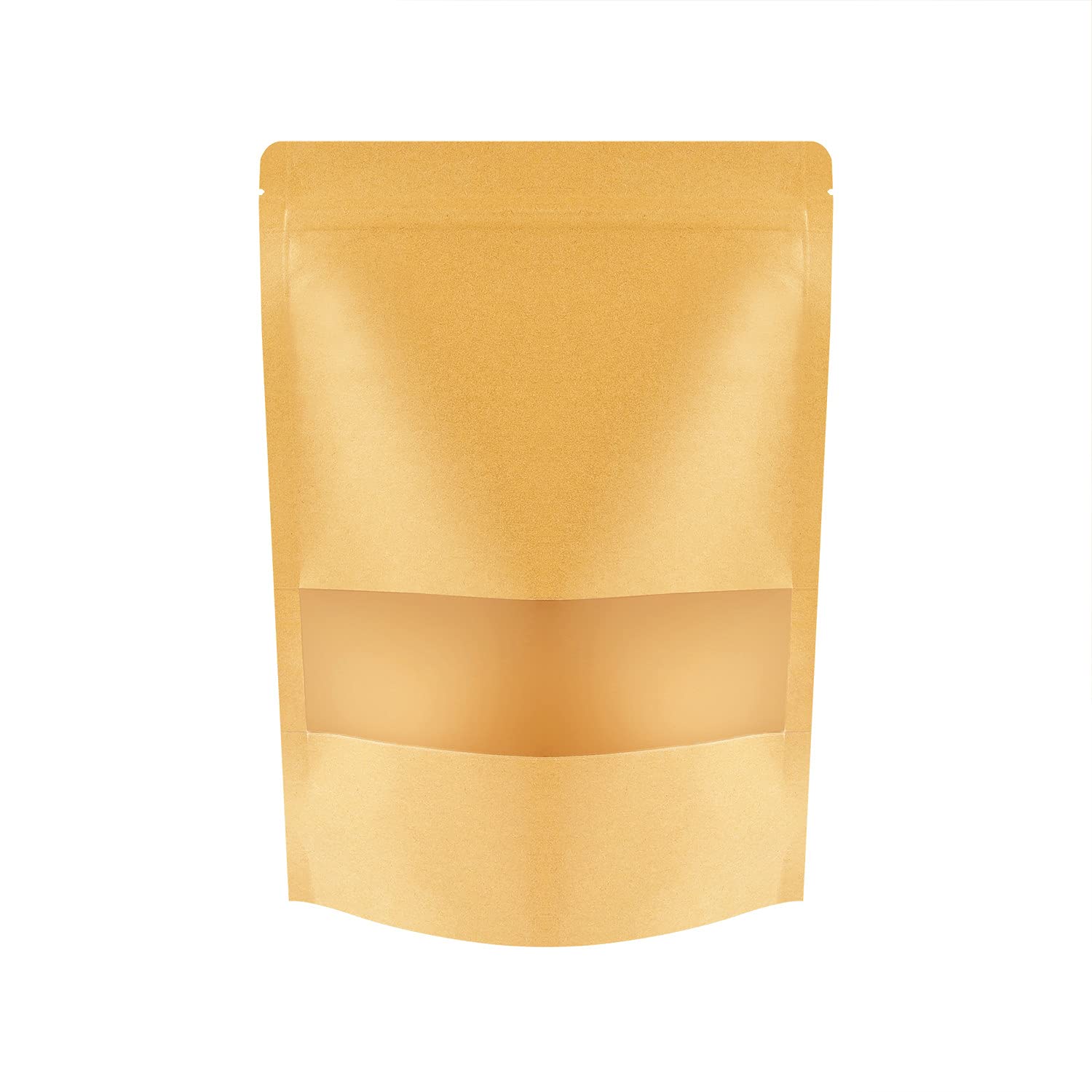 100 Pcs Kraft Stand Up Pouches 3.5 x 5.5 Inch Resealable Zip Lock Food Storage Bags with Matte Window for Packaging