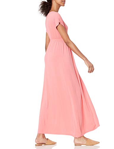 Amazon Essentials Women's Waisted Maxi Dress (Available in Plus Size), Peach, X-Large