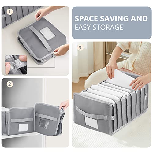 CHICECO 2 Pcs Jeans Wardrobe Clothes Organizer 9 Grids Washable Folding T-shirt Organizer for Closet Drawers