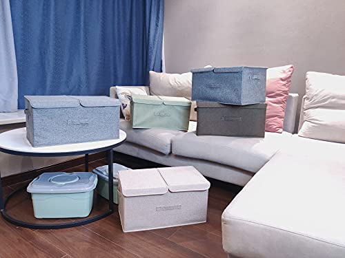 BH4EVER Large Storage Cubes [2-Pack] Foldable Linen Storage Bins Organizer With Lid，Handles，Removable Divider For Home Nursery，Closet（19.6"x 11.8" x 9.8‘’,Grey)