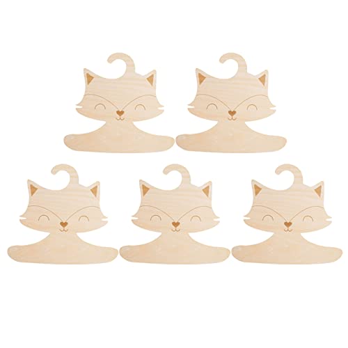 Erice Baby Hangers, 5 Pack Wooden Kids Hanger, Cute Fox Shape, 9 Inch Wood Children Hangers ,Creative Coat Hanger for Clothes Suit, Dress, Camisole, Jacket, Pants (5)