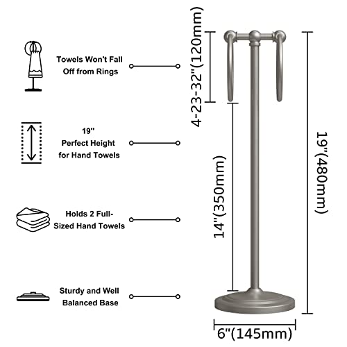 BGL Fingertip Towel Holder Stand Hand Towel Ring for Bathroom or Kitchen Vanity Countertops to Store Hand Towels Washcloths or dishcloths - 2 Hanging Rings,19" High-Brushed Nickel