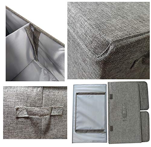 BH4EVER Large Storage Cubes [2-Pack] Foldable Linen Storage Bins Organizer With Lid，Handles，Removable Divider For Home Nursery，Closet（19.6"x 11.8" x 9.8‘’,Grey)