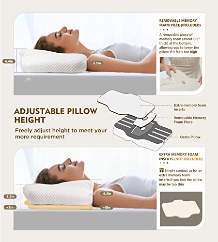 Osteo Cervical Pillow for Neck Pain Relief, Hollow Design Odorless Memory Foam Adjustable Orthopedic Bed Pillows with Cooling Case for Sleeping, Contour Support for Side Back Stomach Sleepers
