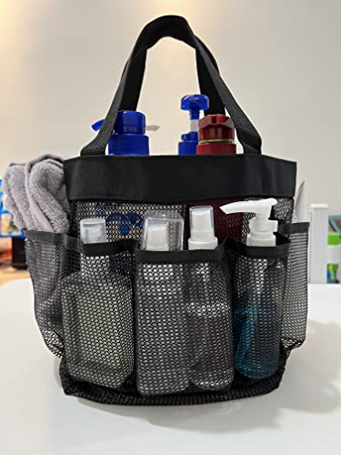 JOYISEN Mesh Shower Caddy with 8 Storage Pockets Hanging Shower Tote Bag for Home Gym Travel Dorm Bathroom Washing Bag Case with Handle